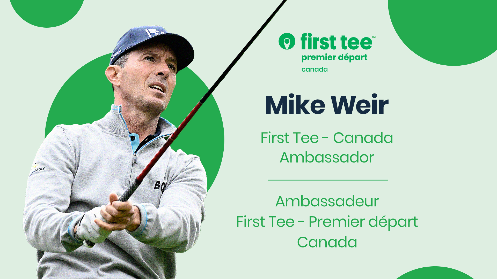 Mike Weir Announced as First Tee - Canada Ambassador - First Tee - Canada